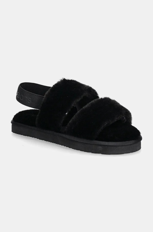 Calvin Klein Jeans kapcie HOME VELCRO IN FUR kolor czarny YW0YW01595 ...
