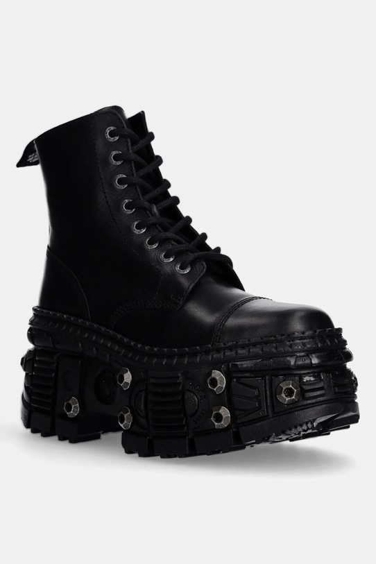 Кожаные полусапоги New Rock CRUST NEGRO+ TOWER CASCO NEGRO женские цвет чёрный на плоском ходу M ...