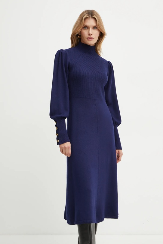 Вовняна сукня Luisa Spagnoli MAGALIN колір чорний midi розкльошена ...