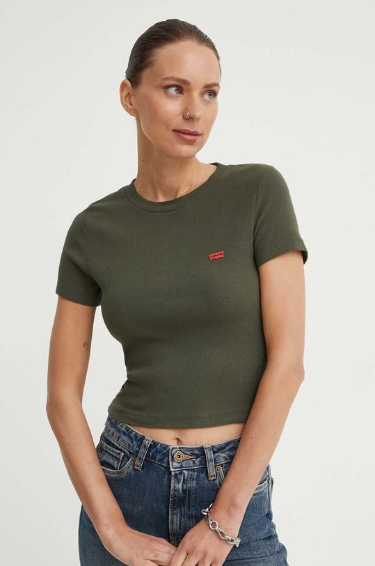 Levi's t-shirt damski kolor zielony z półgolfem A7419 | Answear.com