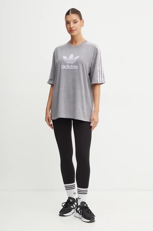 adidas Originals t-shirt bawełniany Wash Tee damski kolor szary IW3412 ...