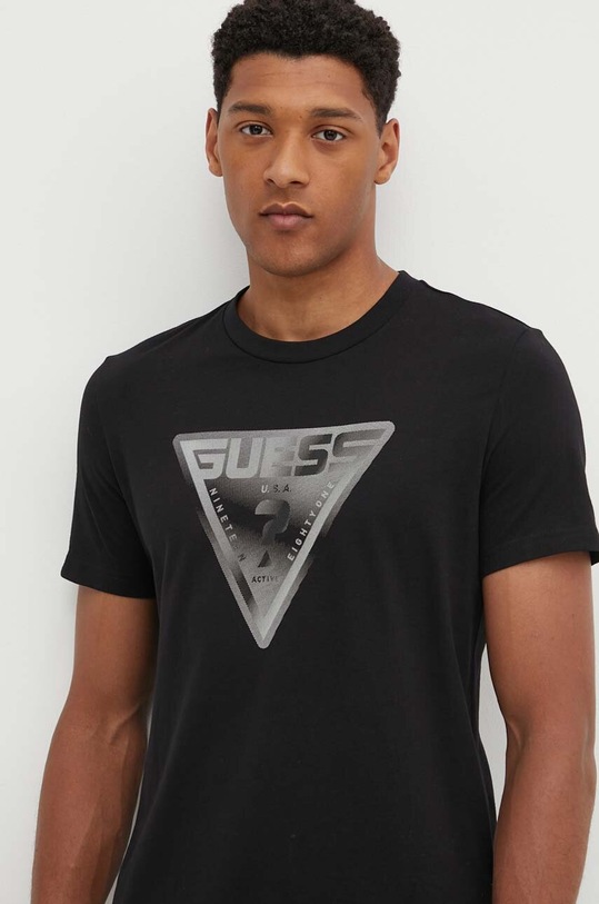 Guess t-shirt bawełniany FURIO męski kolor czarny z nadrukiem Z4YI12 ...
