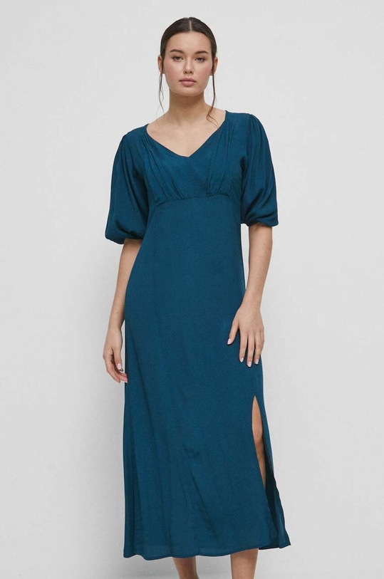 Medicine rochie culoarea turcoaz, maxi, evazati | ANSWEAR.ro