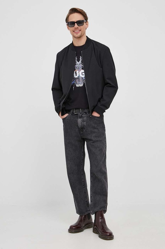 HUGO kurtka bomber wełniana 50462241 męska kolor czarny | Answear.com