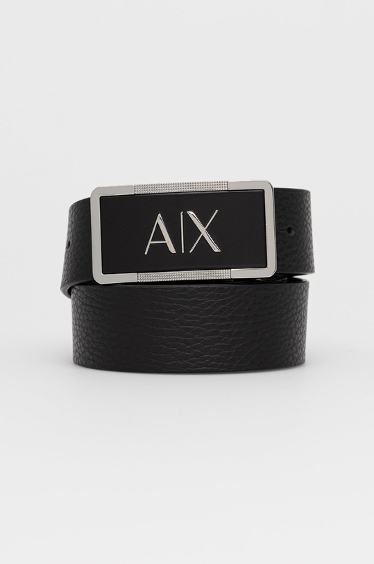 Kožený opasok Armani Exchange pánsky, čierna farba | ANSWEAR.sk