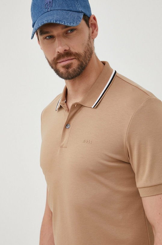 BOSS polo bawełniane kolor brązowy 50469360 | Answear.com
