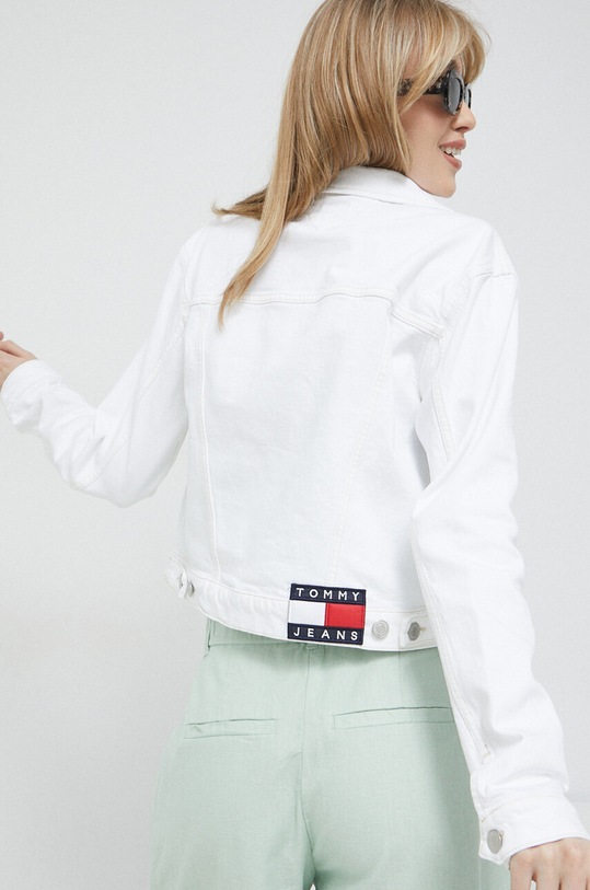 Tommy Jeans geaca jeans femei, culoarea alb, de tranzitie | ANSWEAR.ro