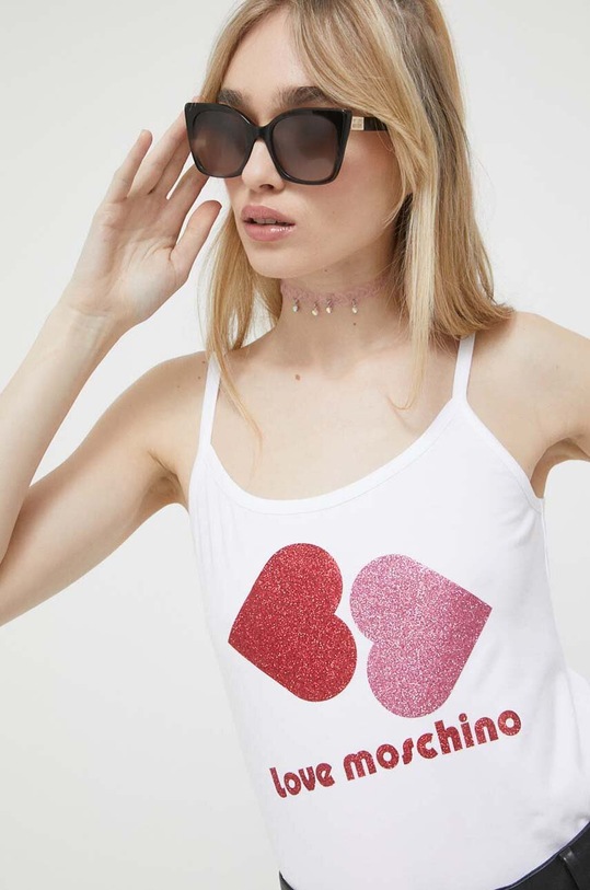 Love Moschino top damski kolor biały | Answear.com