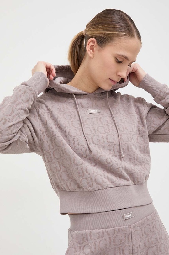 Кофта Guess женская цвет бежевый с капюшоном узор | ANSWEAR.ua