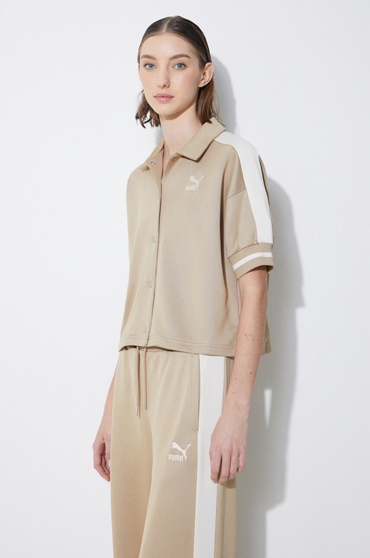 Puma sweatshirt T7 women's beige color 624343 at PRM US