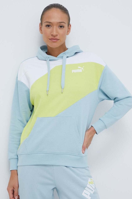 Puma bluza POWER damska kolor niebieski z kapturem wzorzysta 677893 ...