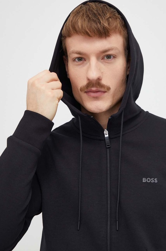BOSS Green bluza męska kolor czarny z kapturem gładka 50506161 ...
