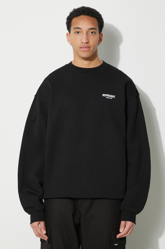 Represent cotton sweatshirt Owners Club Sweater men's black color with ...