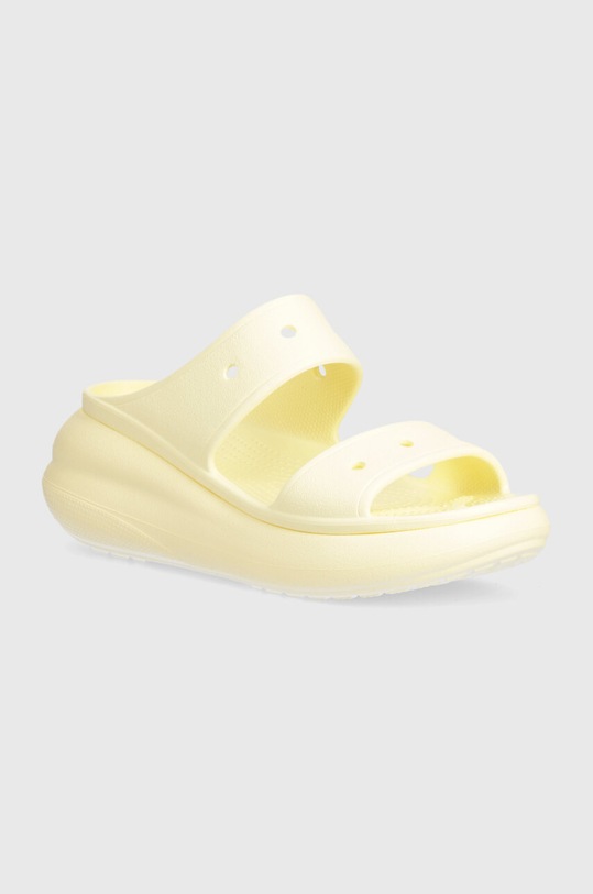 Crocs klapki Crush Sandal damskie kolor żółty na platformie 207670 ...