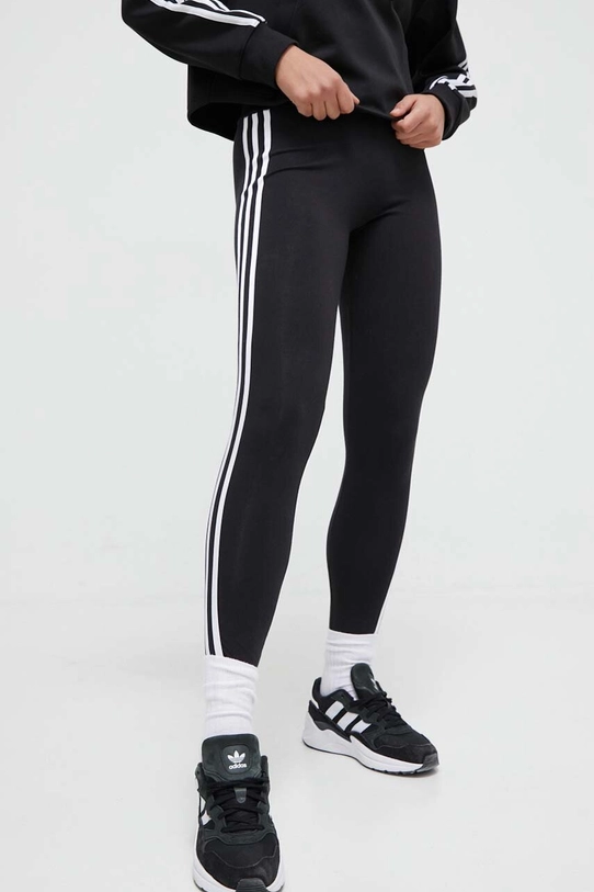 adidas Originals legginsy 3-Stripes damskie kolor czarny z aplikacją ...