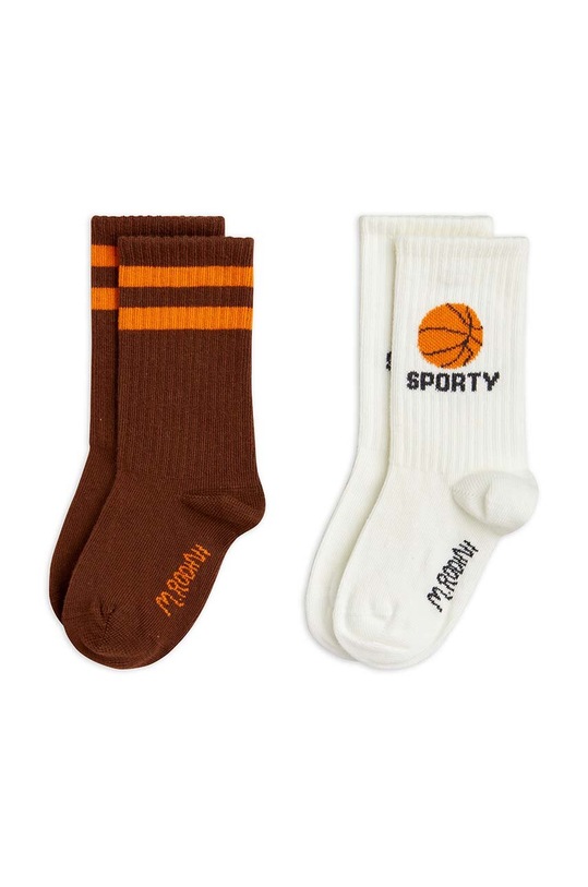 Mini Rodini skarpetki dziecięce 2-pack Basketball kolor brązowy ...