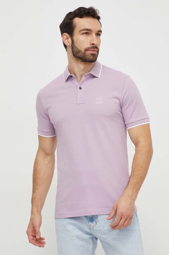 BOSS Orange polo męski kolor fioletowy gładki 50507699 | Answear.com