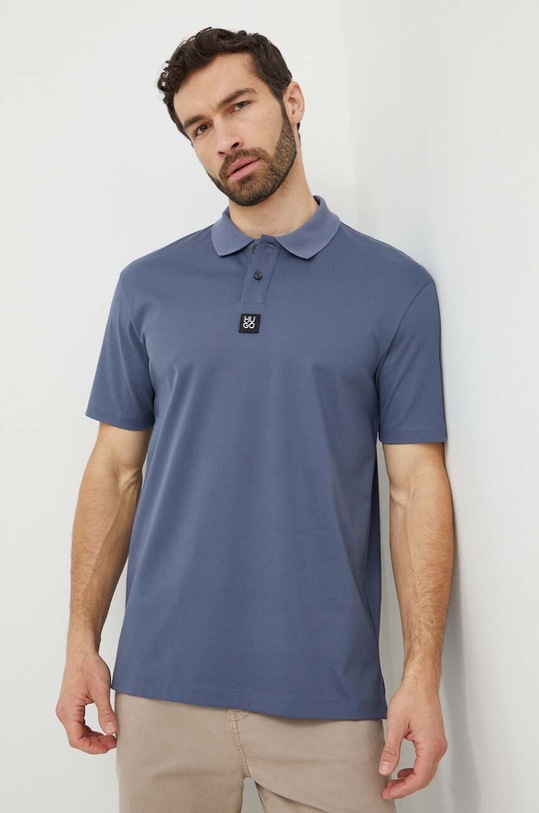 HUGO polo bawełniane kolor szary gładki 50515269 | Answear.com