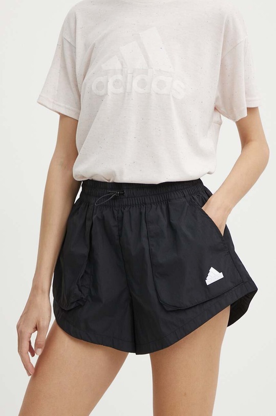 Шорты adidas женские цвет чёрный однотонные высокая посадка IQ4822 ...
