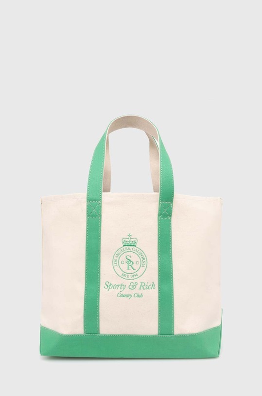 Sporty & Rich cotton handbag Crown Logo Embroidered Two Tone Tote Bag ...
