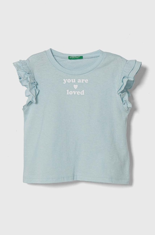 Tričko s příměsí lnu United Colors of Benetton, barva modrá | ANSWEAR.cz