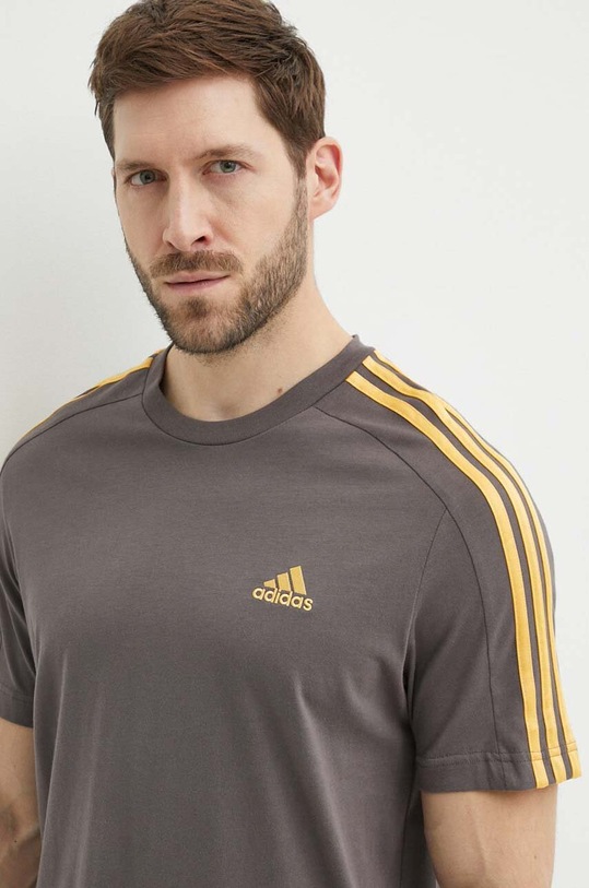adidas t-shirt bawełniany męski kolor szary z aplikacją IS1334 ...