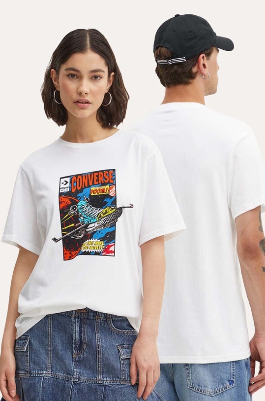 Бавовняна футболка Converse колір білий з принтом 10026425-A02 | ANSWEAR.ua