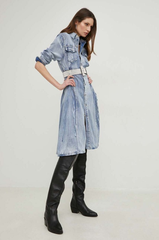 Answear Lab rochie jeans mini, evazati | ANSWEAR.ro