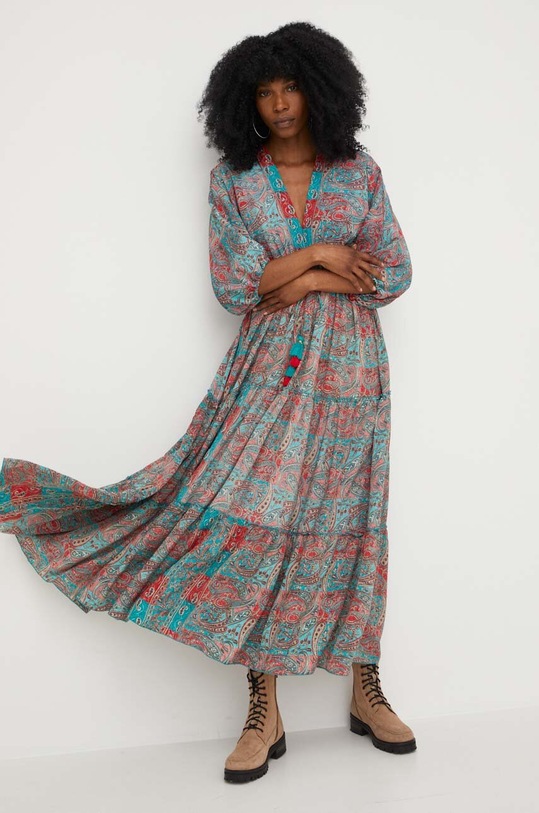 Answear Lab rochie de matase maxi, evazati | ANSWEAR.ro