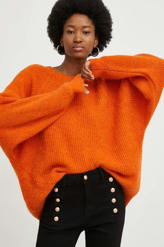 Answear Lab sweter z wełną damski kolor pomarańczowy | Answear.com