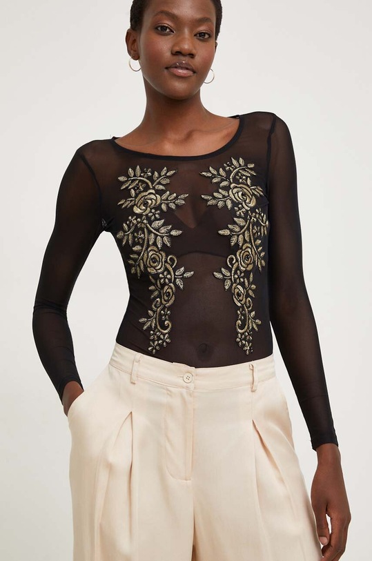 Answear Lab body damskie kolor czarny z aplikacją | Answear.com