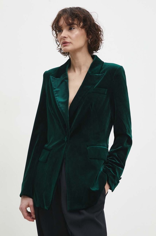 Answear Lab marynarka kolor zielony jednorzędowa gładka | Answear.com