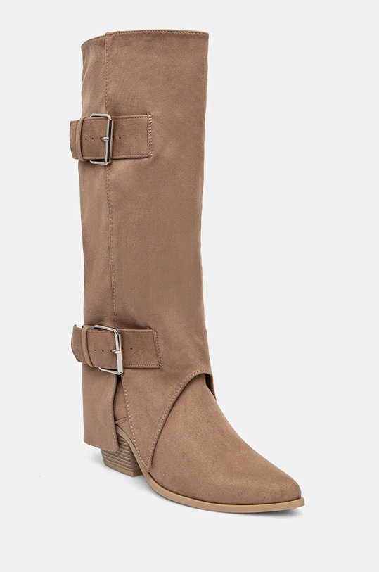 Answear Lab cizme femei, culoarea bej, cu toc drept | ANSWEAR.ro