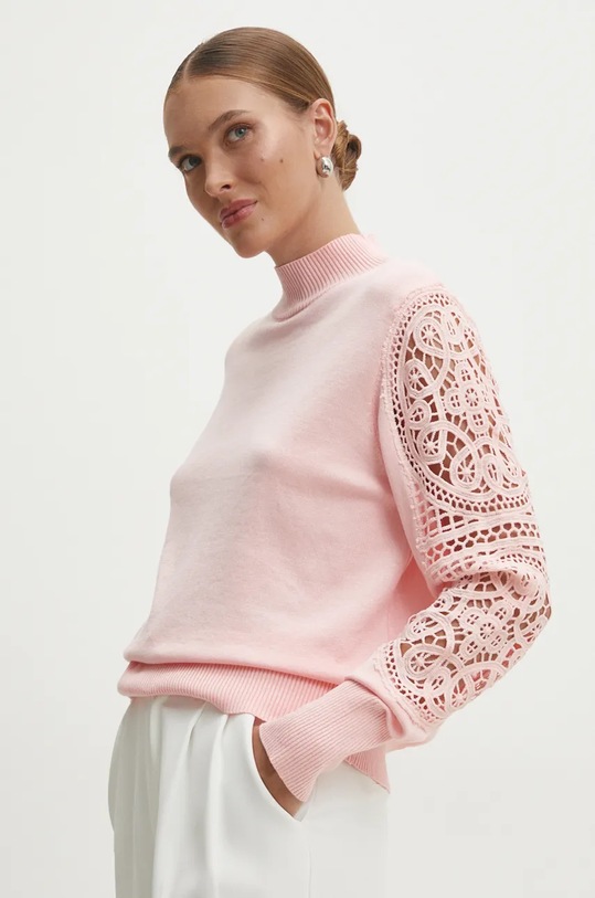 Answear Lab pulover femei, culoarea roz, light, cu turtleneck | ANSWEAR.ro