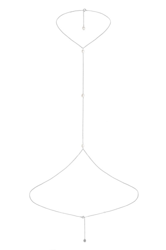 ANIA KRUK lanț de corp placat cu rodiu cu perle Summer Body Chain ...