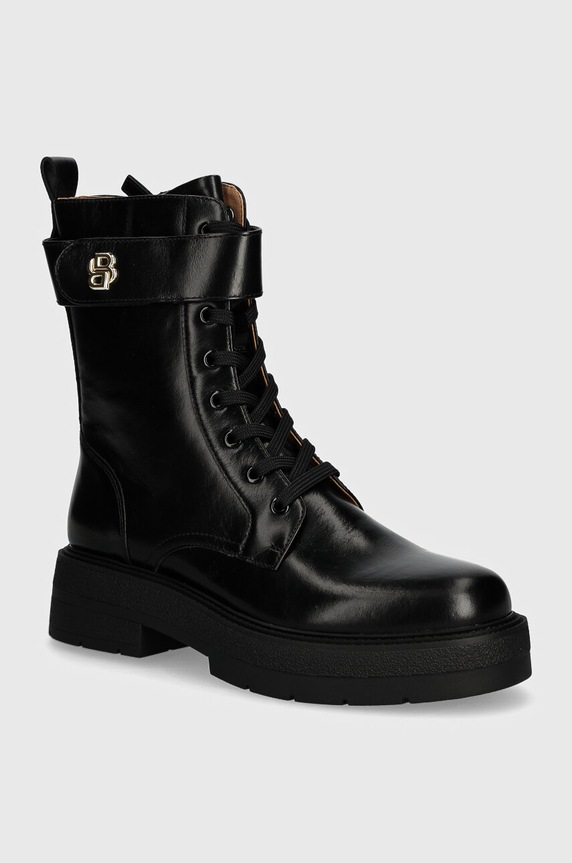 BOSS workery skórzane Rebby damskie kolor czarny na platformie 50523612 ...