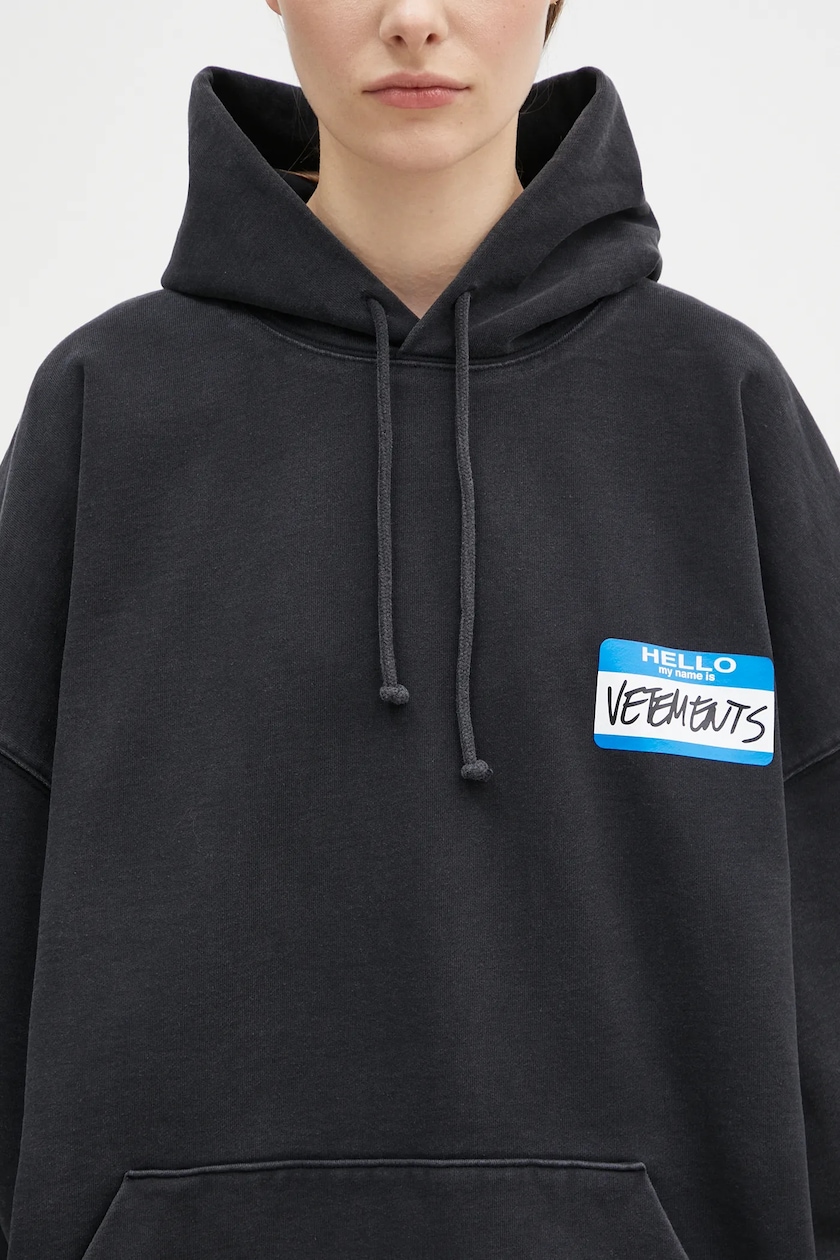 VETEMENTS cotton sweatshirt My Name Sticker Cropped Boxy PRM EU VETEMENTS cotton sweatshirt My Name Sticker Cropped Boxy PRM EU